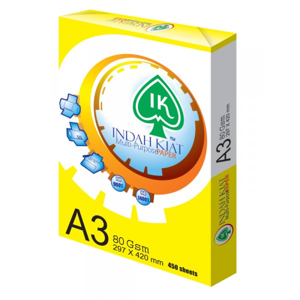 IK Yellow A3 Paper 80gsm 450's | Spirit Media & Paper Marketing Sdn Bhd
